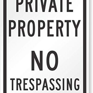 SmartSign - T1-1072-DG_12x18 "Private Property - No Trespassing" Sign | 12" x 18" 3M Diamond Grade Reflective Aluminum Black on White