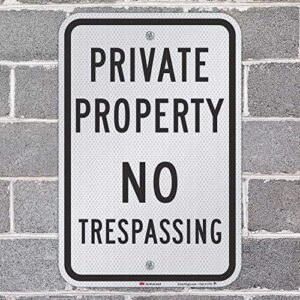 SmartSign - T1-1072-DG_12x18 "Private Property - No Trespassing" Sign | 12" x 18" 3M Diamond Grade Reflective Aluminum Black on White