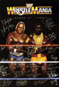 hulk hogan cast signed wrestlemania poster