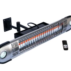 EnerG+ Infrared Electric Outdoor Heater - Wall Mounted with LED & Remote, Silver (HEA-21533)