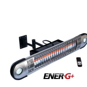 EnerG+ Infrared Electric Outdoor Heater - Wall Mounted with LED & Remote, Silver (HEA-21533)