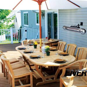 EnerG+ Infrared Electric Outdoor Heater - Wall Mounted with LED & Remote, Silver (HEA-21533)