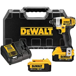 dewalt 20v max* impact driver kit, 4.0-ah, 1/4-inch (dcf885m2)