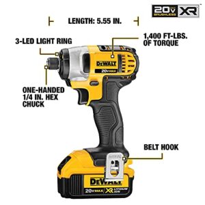 DEWALT 20V MAX* Impact Driver Kit, 4.0-Ah, 1/4-Inch (DCF885M2)