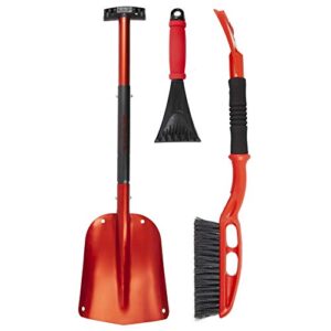 3pc snow survival kit: aluminum shovel, snow brush with window ice scraper and mini snow scraper