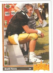 1991 upper deck star rookie # 13 - brett favre - rookie football card - shipped in protective display case!