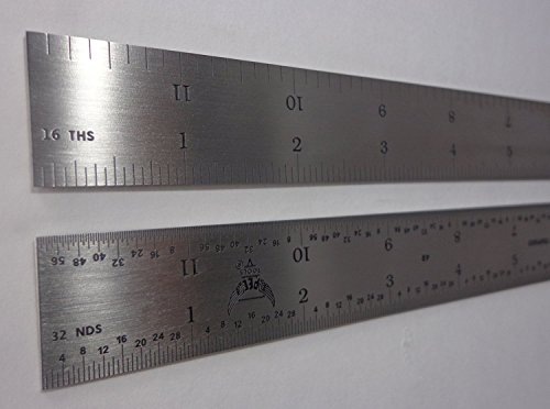 PEC Tools USA 12" Rigid Stainless Steel 4R Machinist Ruler/Rule 1/64, 1/32, 1/8 1/16