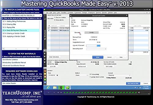 TEACHUCOMP Video Training Tutorial for QuickBooks Desktop Pro 2013 DVD-ROM Course and PDF Manual