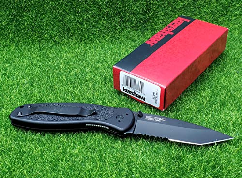 KERSHAW Black Tanto 40% Serrated Blur w/Black Anodized Aluminum Handle