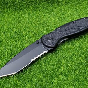 KERSHAW Black Tanto 40% Serrated Blur w/Black Anodized Aluminum Handle