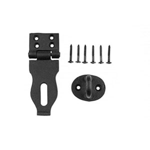 Renovators Supply Manufacturing Decorative Black Wrought Iron Hasp Lock 4inches x 1.75inches Heavy Duty Rust Resistant Hasp Latches Safety Padlock Clasps for Cabinets, Chests or Doors with Screws | Renovators Supply Manufacturing