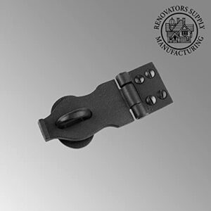 Renovators Supply Manufacturing Decorative Black Wrought Iron Hasp Lock 4inches x 1.75inches Heavy Duty Rust Resistant Hasp Latches Safety Padlock Clasps for Cabinets, Chests or Doors with Screws | Renovators Supply Manufacturing