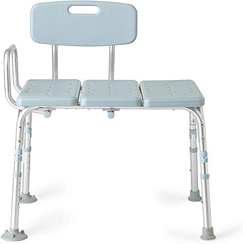 Medline Tub Transfer Bench With Microban Protection, for Use as A Shower Bench or Bath Seat, Light Blue