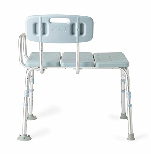 Medline Tub Transfer Bench With Microban Protection, for Use as A Shower Bench or Bath Seat, Light Blue