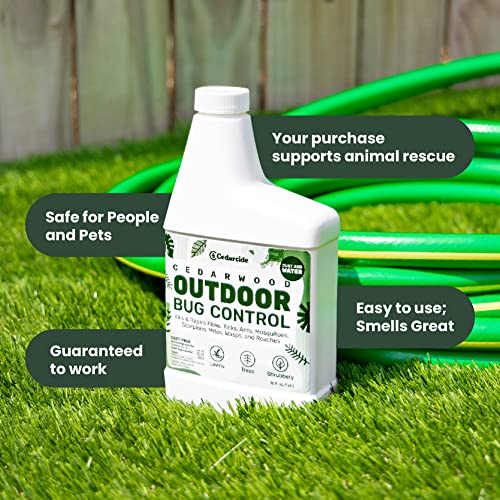 Cedarcide Outdoor Bug Control Concentrate | Kills & Repels Mosquitoes, Ticks, Fleas, Mites & More with Natural Essential Oils | Family & Pet-Safe | PCO Choice | Quart with Sprayer Included