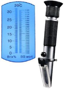 ade advanced optics bcbi9177 beer wort and wine refractometer, dual scale - specific gravity 1.000-1.120 and brix 0-32%, replaces homebrew hydrometer (aluminum)