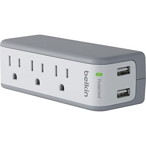 Belkin, BLKBST300BG, 3-Outlet Mini Surge Protector with USB Ports (2.1 AMP), 1 Each