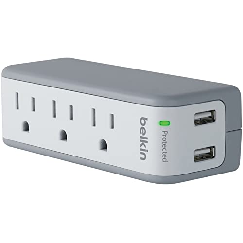 Belkin, BLKBST300BG, 3-Outlet Mini Surge Protector with USB Ports (2.1 AMP), 1 Each