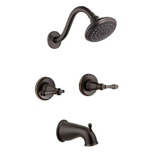 design house 523472 oakmont classic bath and shower trim with single-function shower head, 2-handle faucet and valve for bathroom, oil rubbed bronze