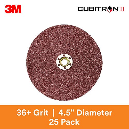 3M Cubitron II Fibre Disc 982C - 36+ Grit Metal Grinding Disc - Ceramic Precision Shaped Grain - For Angle Grinders - TN Quick Change - 4.5" diam. - Pack of 25