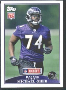 2009 topps kickoff football rookie card in screwdown case #161 michael oher mint