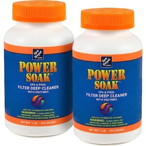 spa depot power soak hot tub & pool filter cartridge cleaner - 2 x 1 lb. bottles