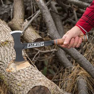 Estwing - Drake Off Road Tools Double Bit Axe - 38 oz Wood Spitting Tool with Forged Steel Construction & Shock Reduction Grip - EDBA Leather