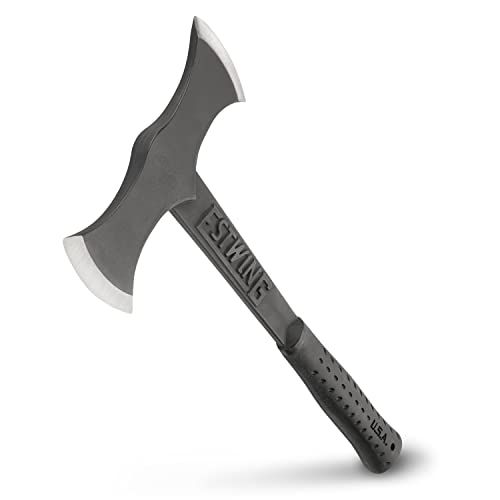 ESTWING Double Bit Axe - 38 oz Wood Spitting Tool with Forged Steel Construction & Shock Reduction Grip - EBDBA