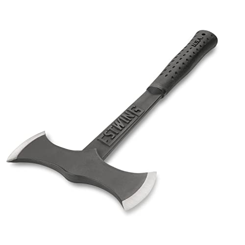 ESTWING Double Bit Axe - 38 oz Wood Spitting Tool with Forged Steel Construction & Shock Reduction Grip - EBDBA