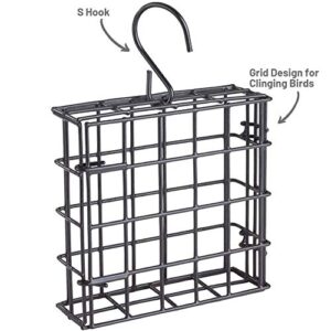 More Birds Suet Cage Bird Feeder, Fruit and Suet Feeder, Single Cake Capacity ,Black