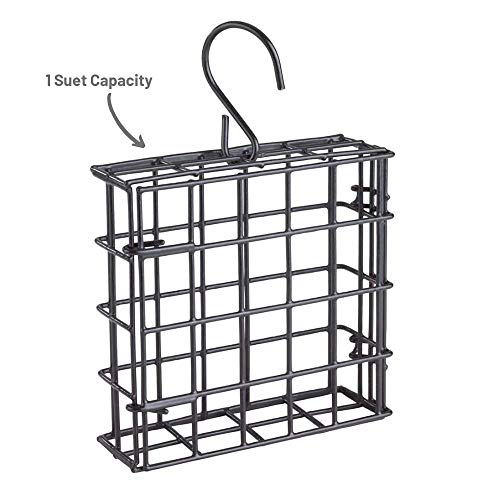 More Birds Suet Cage Bird Feeder, Fruit and Suet Feeder, Single Cake Capacity ,Black