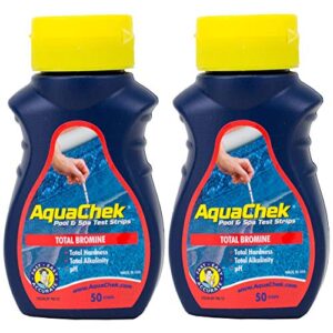 aquachek 2 red swimming pool spa test kit strips bromine ph alkalinity 50 pack