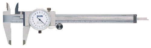 Fowler 52-015-020 Stainless Steel Dial Caliper, 0-150mm Measuring Range, 0.02mm Graduation Interval, 0.05mm Accuracy, Face Color White