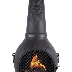 The Blue Rooster Sun Stack Chiminea Outdoor Fireplace - Wood Burning Cast Aluminum Deck or Patio Firepit