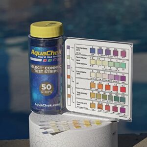 AquaChek Select Connect 7-Way Pool and Spa Test Strips Complete Kit - Pool Test Strips for pH, Total Chlorine, Free Chlorine, Bromine, Alkalinity, Total Hardness, and Cyanuric Acid - (50 Strips)