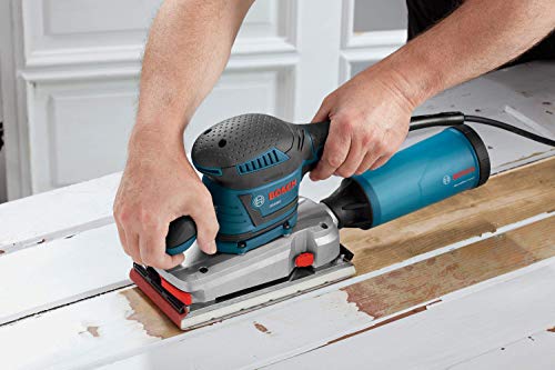 BOSCH OS50VC Electric Orbital Sander - 3.4 Amp 1/2 Inch Finishing Belt Sander Kit with Vibration Control for 4.5 Inch x 9 Inch Sheets , Blue