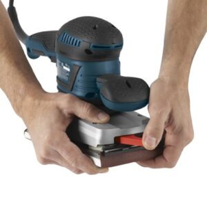 BOSCH OS50VC Electric Orbital Sander - 3.4 Amp 1/2 Inch Finishing Belt Sander Kit with Vibration Control for 4.5 Inch x 9 Inch Sheets , Blue