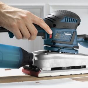 BOSCH OS50VC Electric Orbital Sander - 3.4 Amp 1/2 Inch Finishing Belt Sander Kit with Vibration Control for 4.5 Inch x 9 Inch Sheets , Blue