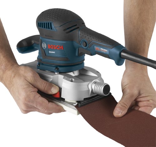 BOSCH OS50VC Electric Orbital Sander - 3.4 Amp 1/2 Inch Finishing Belt Sander Kit with Vibration Control for 4.5 Inch x 9 Inch Sheets , Blue