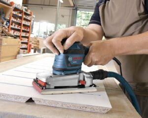 BOSCH OS50VC Electric Orbital Sander - 3.4 Amp 1/2 Inch Finishing Belt Sander Kit with Vibration Control for 4.5 Inch x 9 Inch Sheets , Blue