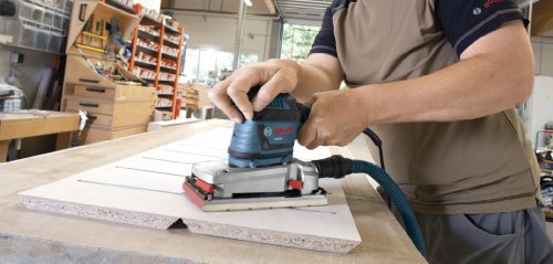 BOSCH OS50VC Electric Orbital Sander - 3.4 Amp 1/2 Inch Finishing Belt Sander Kit with Vibration Control for 4.5 Inch x 9 Inch Sheets , Blue