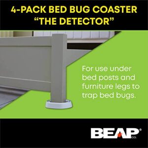 BEAPCO 10013 (Gray) 4-Pack Eco Friendly Bug Traps for Bed-Frame Legs | Reliable Insect Detectors, Interceptor, and Monitor for Pest Control and Treatment