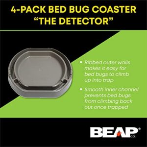 BEAPCO 10013 (Gray) 4-Pack Eco Friendly Bug Traps for Bed-Frame Legs | Reliable Insect Detectors, Interceptor, and Monitor for Pest Control and Treatment