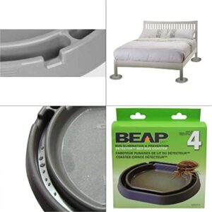 BEAPCO 10013 (Gray) 4-Pack Eco Friendly Bug Traps for Bed-Frame Legs | Reliable Insect Detectors, Interceptor, and Monitor for Pest Control and Treatment