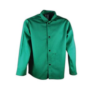 MAGID SparkGuard PVC-Free Flame-Resistant Cotton Jacket, 30” Long, Green, Size Medium