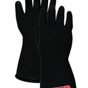 MAGID Class 0 Low-Voltage Rubber Insulating Linemen Safety Gloves, 1 Pair, 11” Long, Black