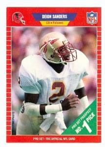 deion sanders rookie card (florida state falcons cowboys yankees) 1989 pro set #486 football card