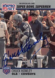 chuck howley autographed football card (dallas cowboys) 1990 pro set #98 super bowl supermen