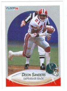 deion sanders football card 1990 fleer #382 atlanta falcons rookie season