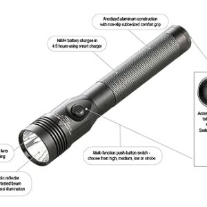 Streamlight 75458 Stinger DS LED HL 800-Lumen Rechargeable Dual Switch Flashlight with 120-Volt AC/12-Volt DC Smart Charge Piggyback Charger (NiMH), Black